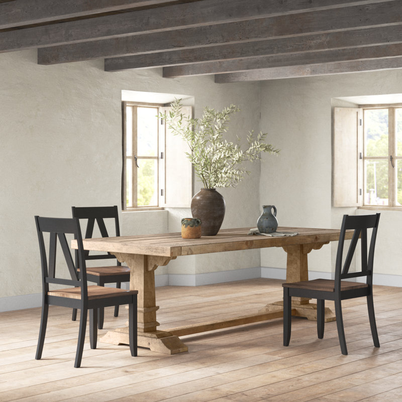 Birch Lane™ Vienna Pine Solid Wood Trestle Dining Table & Reviews | Wayfair